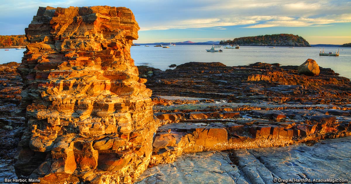 Weathered Rocky Maine Coast of Bar Harbor
