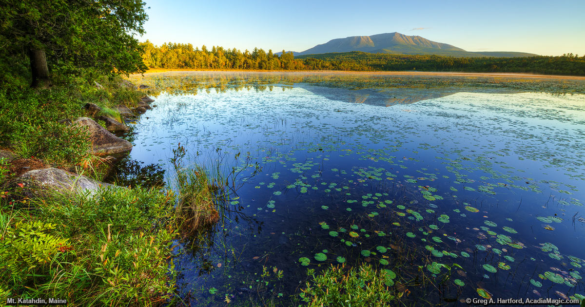 Mount Katahdin at Compass Pond with Lily Pads